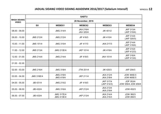 Jadual sidang video sa 2016-2017 | PPT