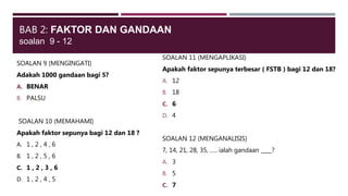 Jadual spesifikasi ujian (jsu) MATEMATIK TINGKATAN 1 | PPTX