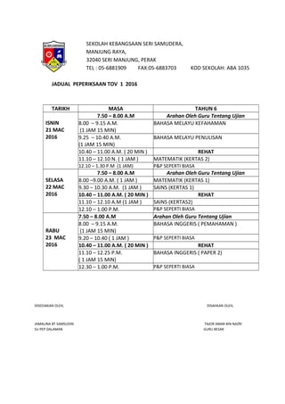 Jadual SU/ TOV 1 Tahun 6 | DOC