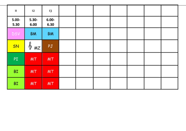 Jadual template subjek utk tampal | PPT