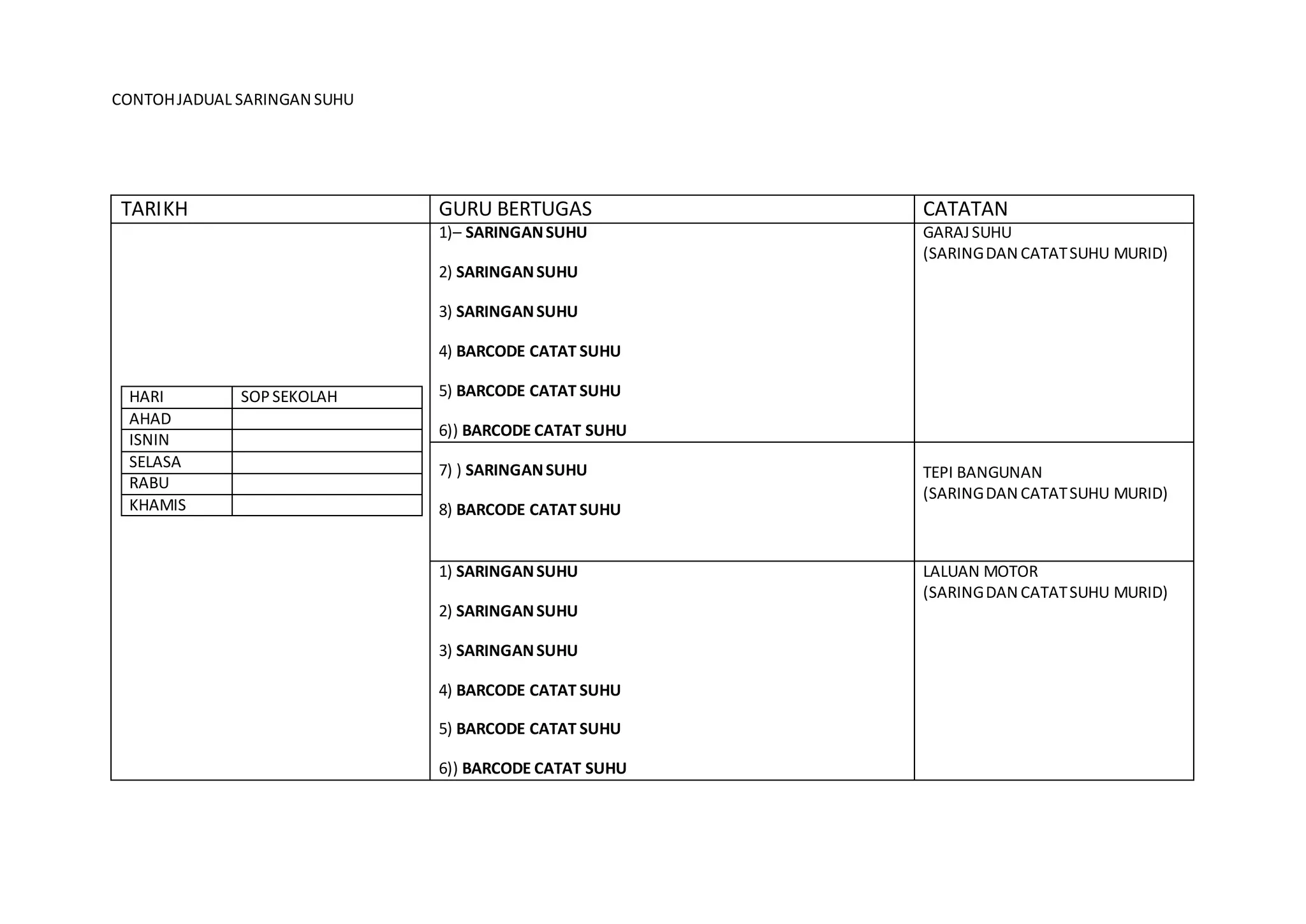 Jadual tugasan | DOCX
