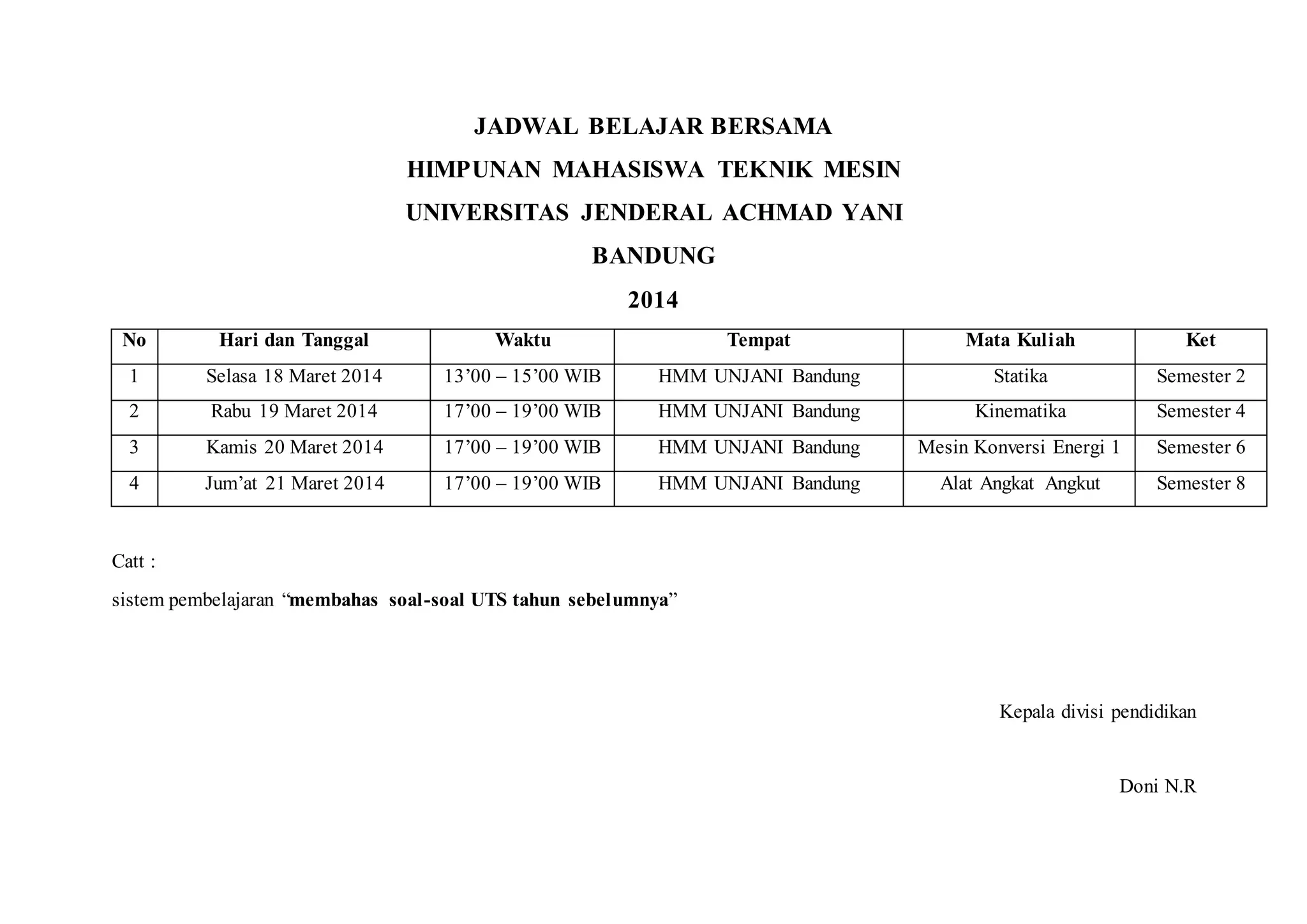 Jadwal belajar bersama dhonnay | PPT