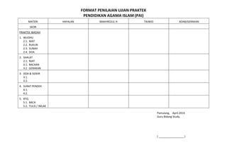 Jadwal dan format penilaian ujian praktek sd | PDF
