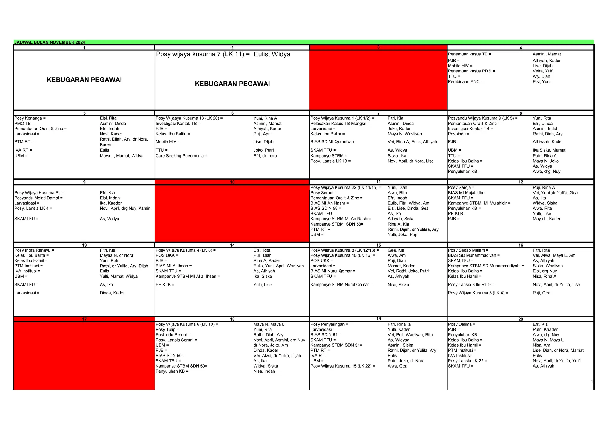 jadwal kegiatan November 2024.PDF PUSKESMAS | PDF