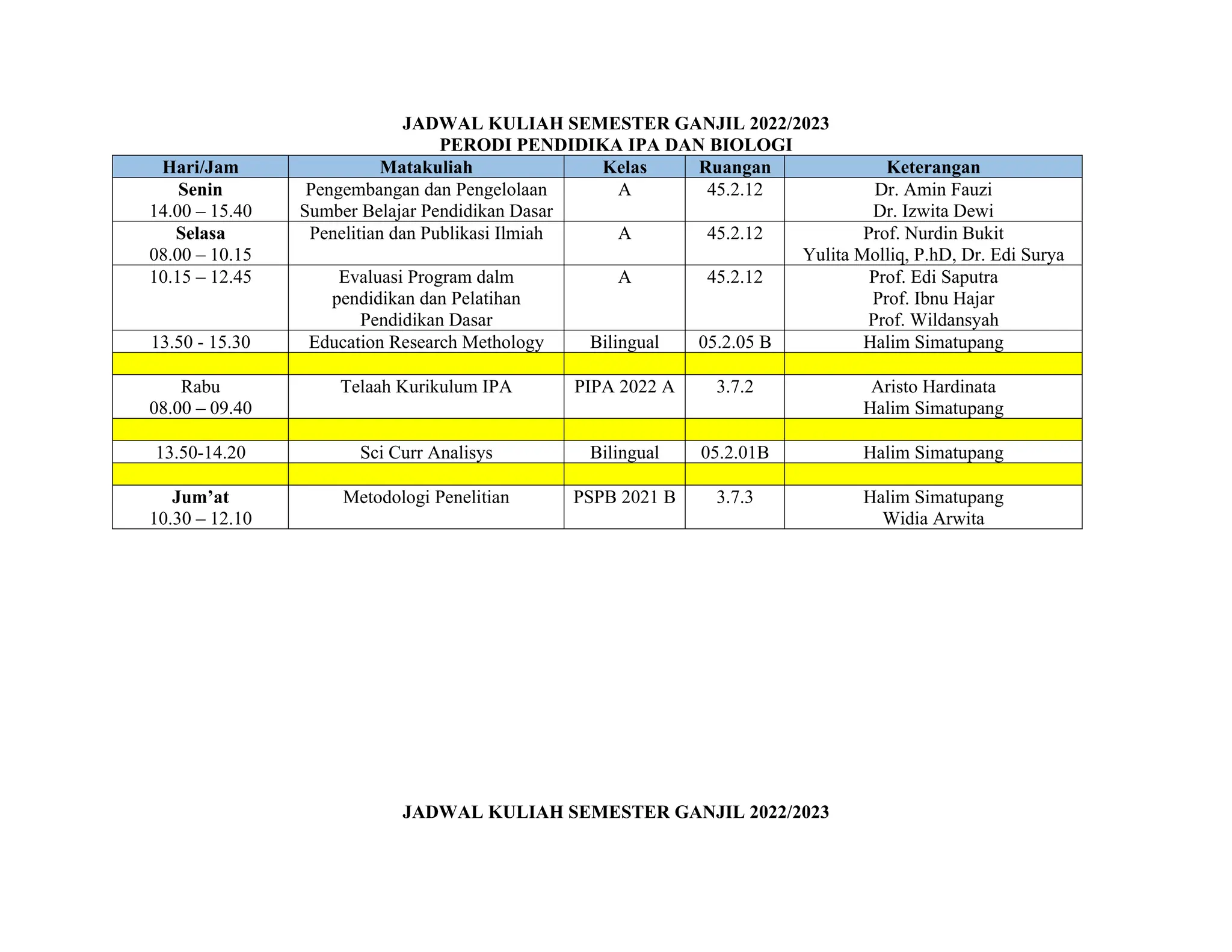 jadwal perkiliahan yang bisa dipelajari mahasiswa | DOCX