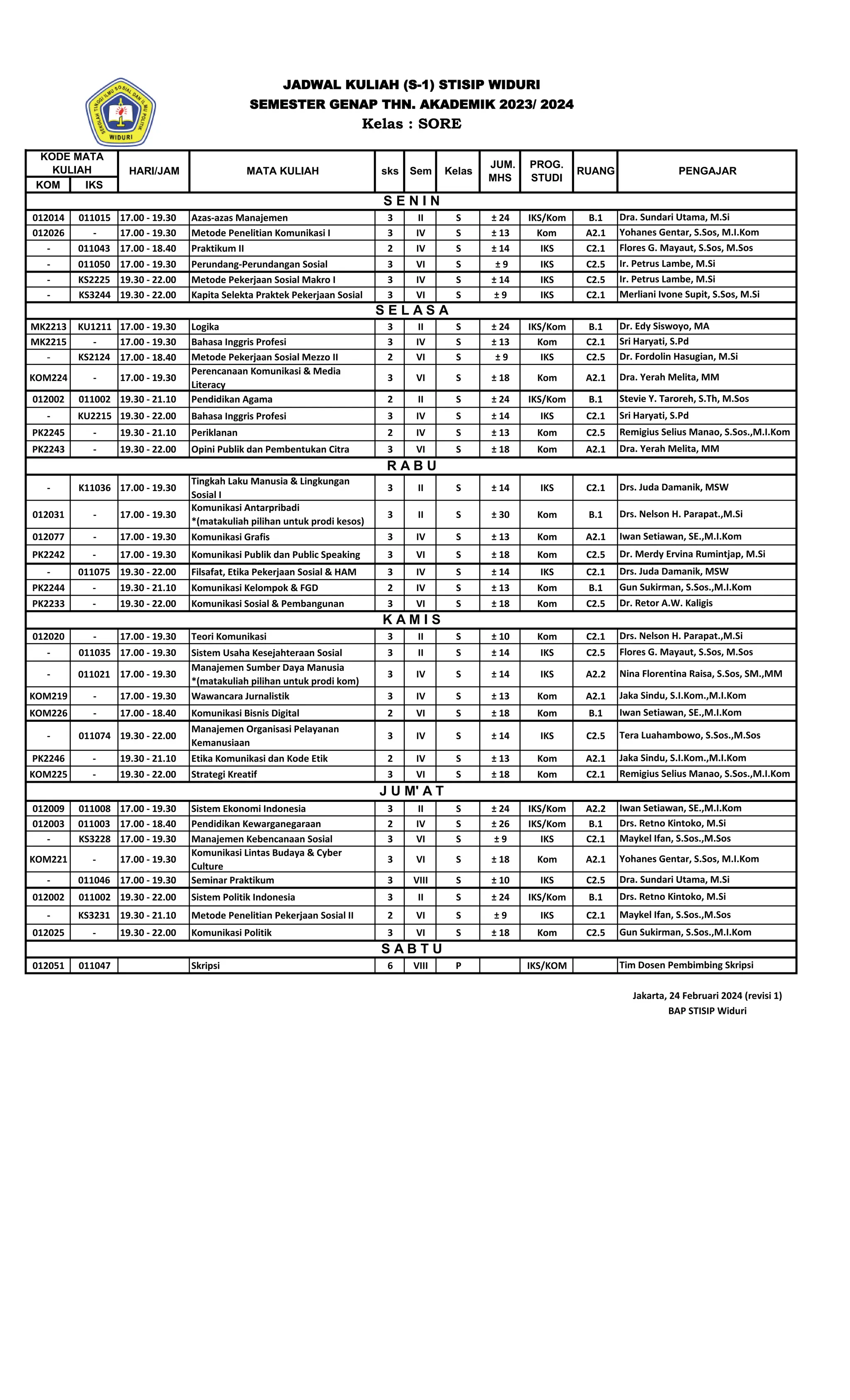 Jadwal Kuliah S1 STISIP Semester Genap Tahun Akademik 2023-2024.pdf