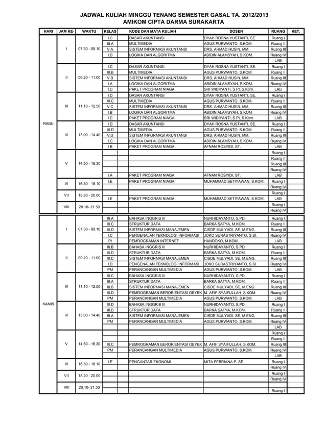 Jadwal minggu tenang uas semester ganjil | PDF