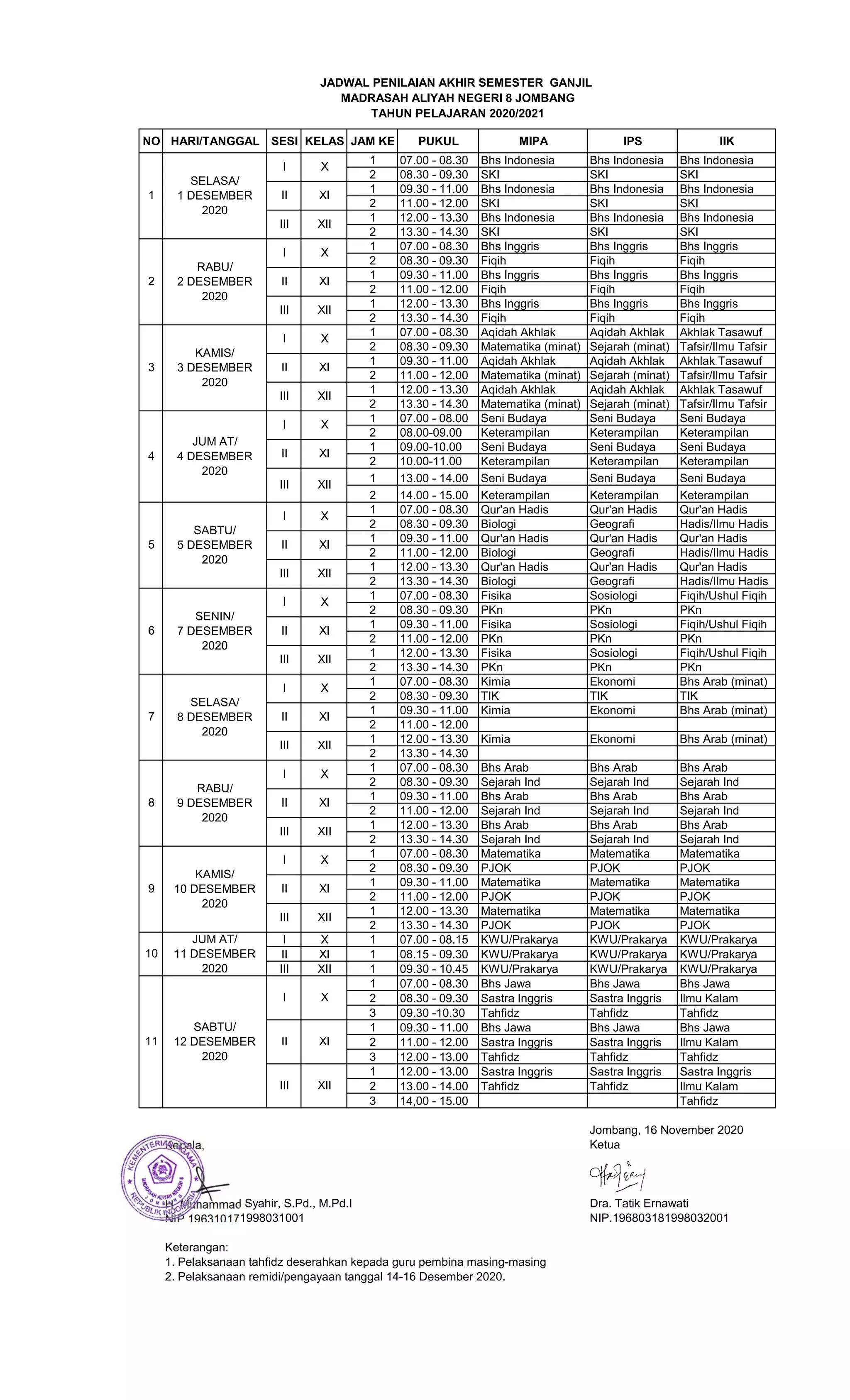 Jadwal pas | PDF