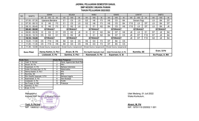 Jadwal Pelajaran ganjil SMP terbaru tahun pelajaran 2023-2024.pdf