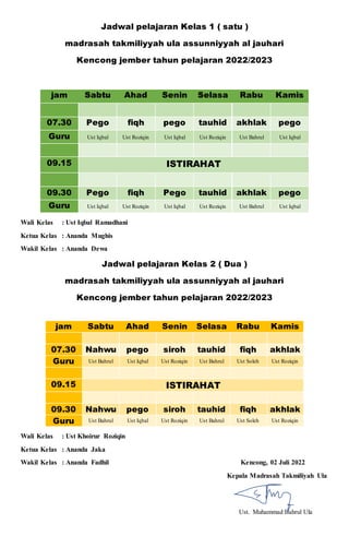 Jadwal Madin Ula Assunniyyah Al Jauhari.docx