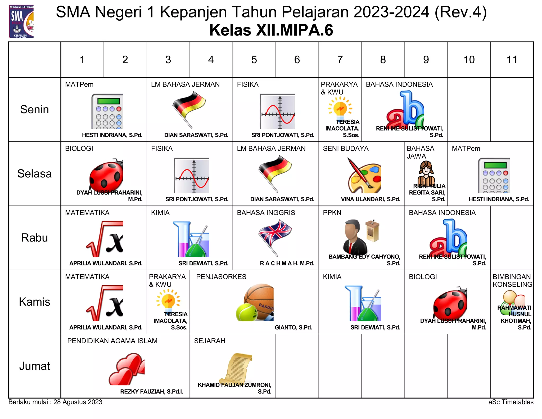 Jadwal Pelajaran Siswa Tahun 2023-2024 - Rev 4 - Mulai 28 Agustus 2023.pdf