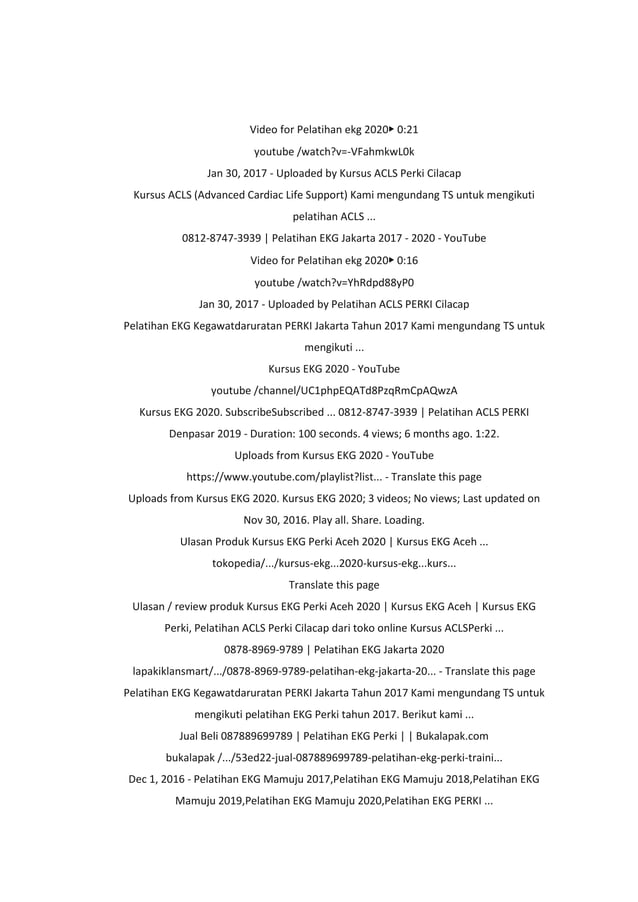 Jadwal pelatihan ekg perki 2020 | PDF