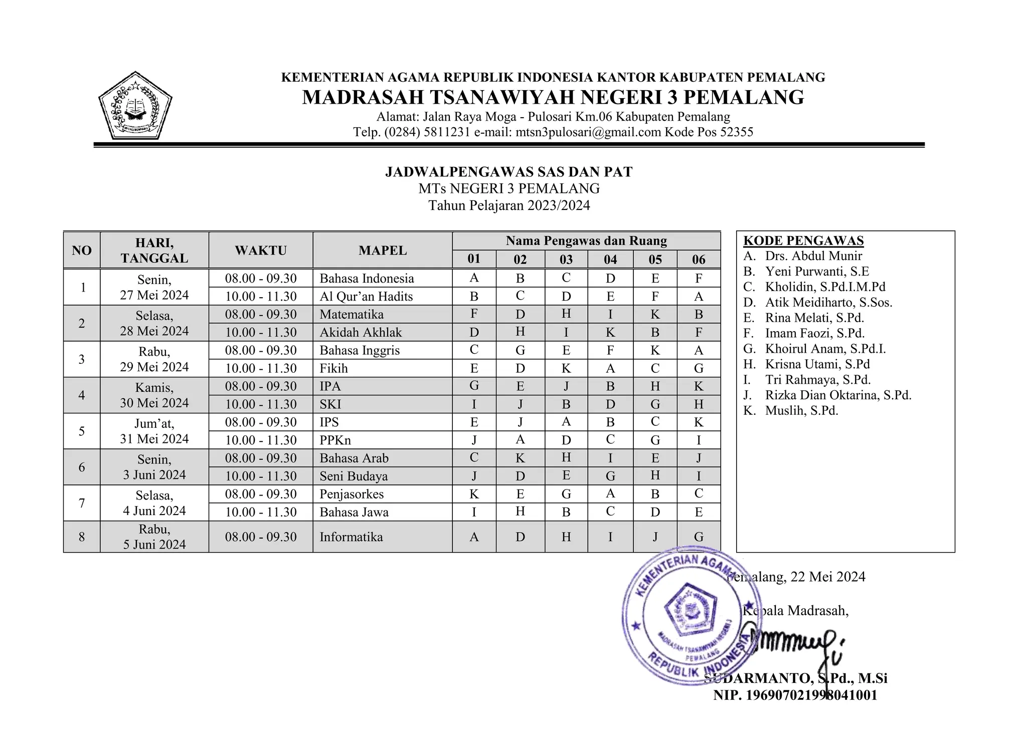 Jadwal Pengawas Revisi ASAS dan PAT Tahun Pelajaran 2023/2024.docx