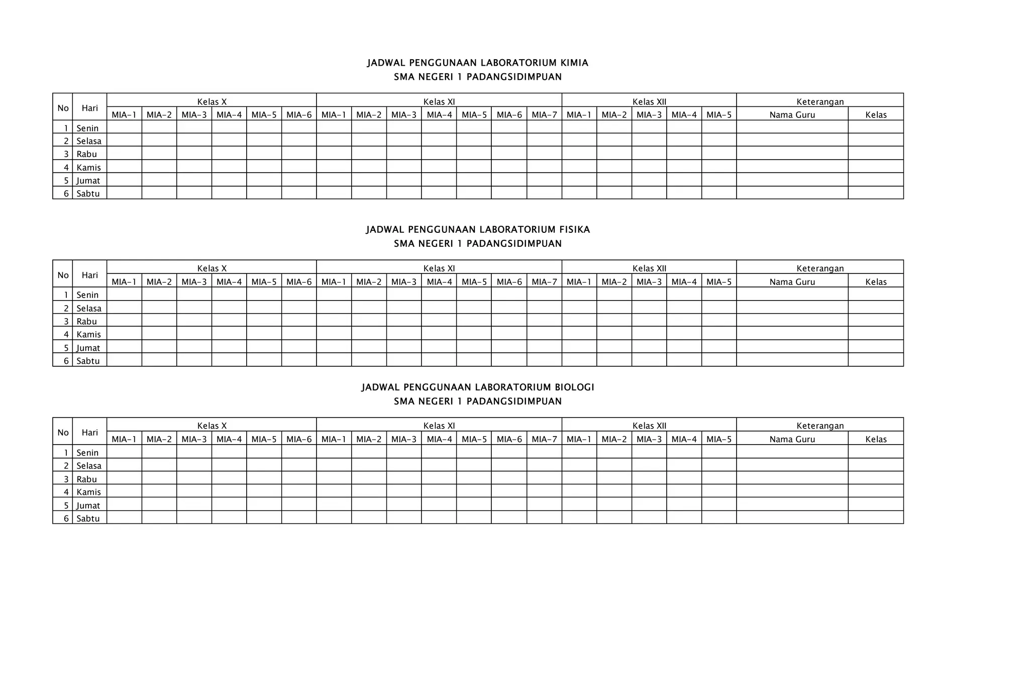 Jadwal penggunaan laboratorium | PPT