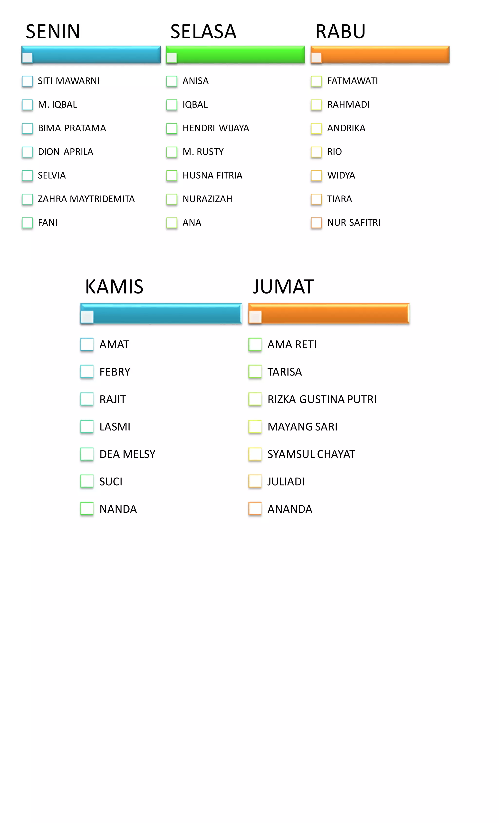 Jadwal piket harian | DOCX