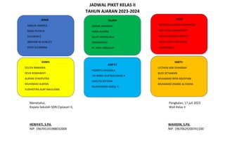 CONTOH JADWAL PIKET KELAS II KURUKULUM MERDEKA | PPT