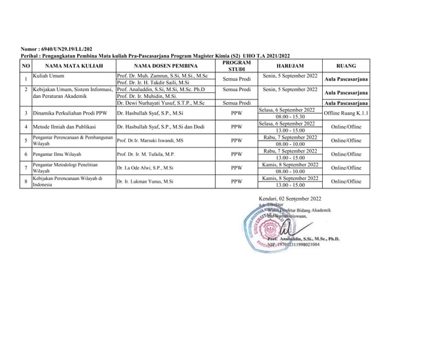 Jadwal Prapasca PPW 2022.pdf | Postgraduate Education | College Education