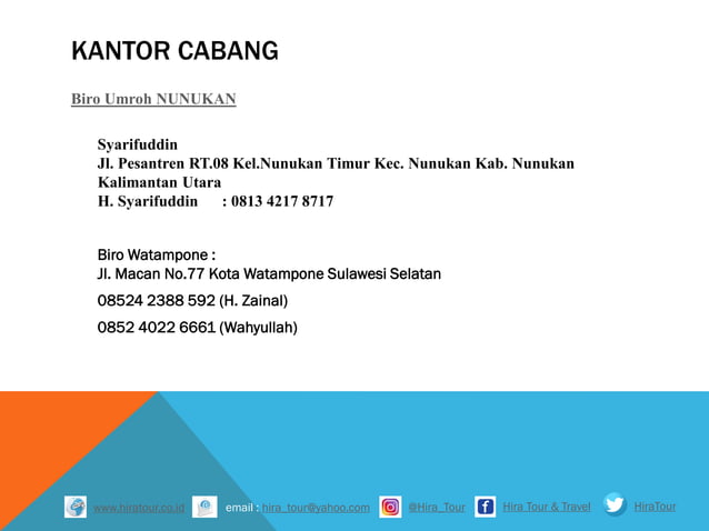 Jadwal promo umroh hira tour tahun 2018 2019 | PPT