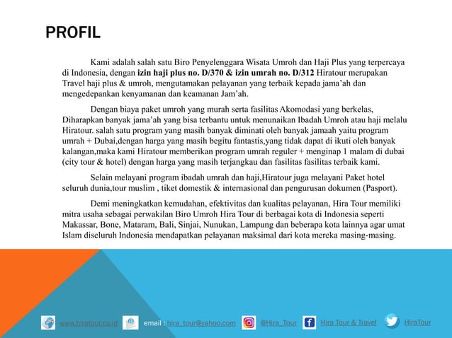 Jadwal promo umroh hira tour tahun 2018 2019 | PPT