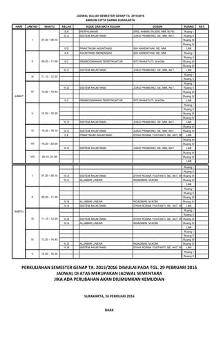Jadwal semester genap | PDF