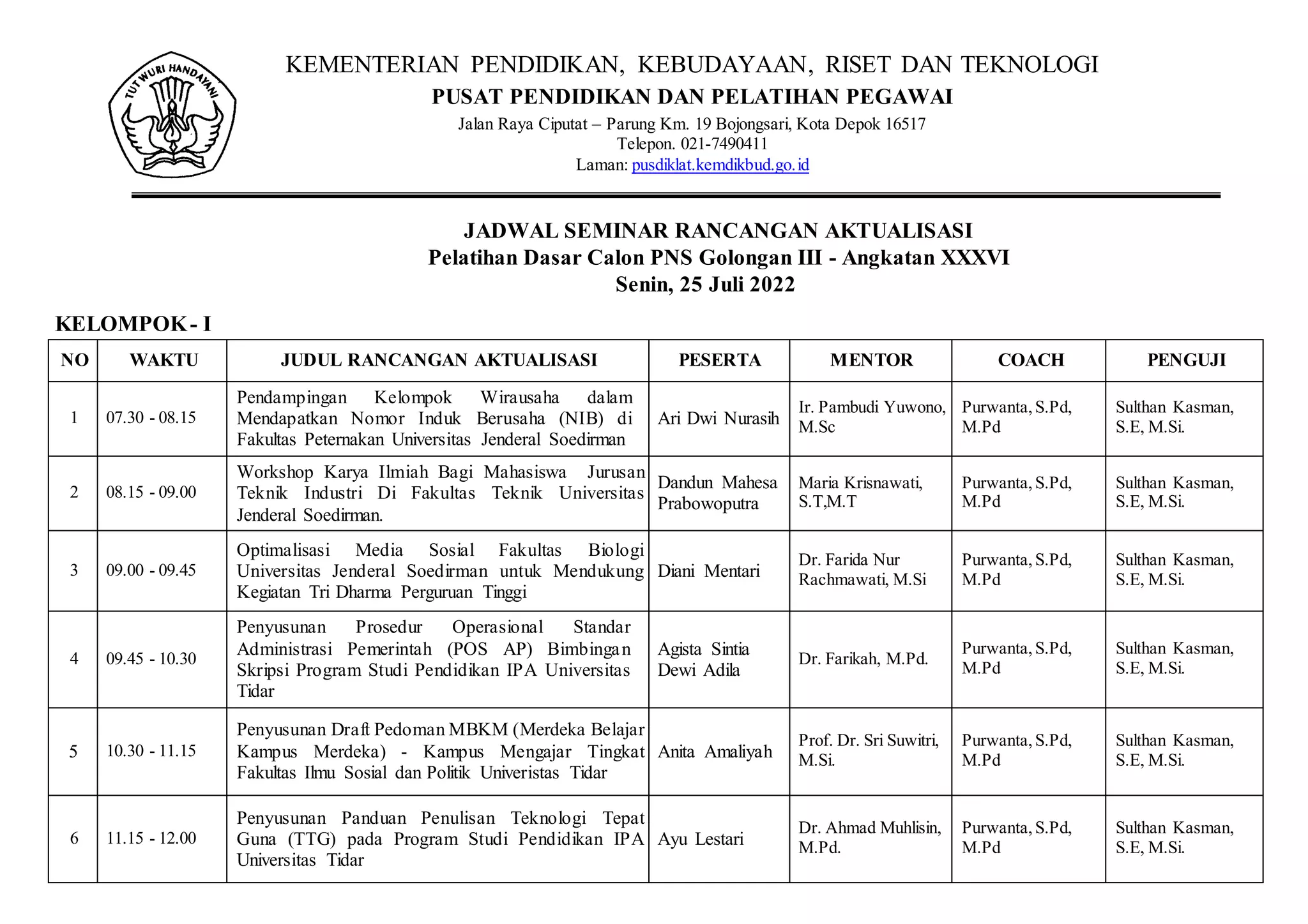 Jadwal Seminar RA Kel - 1.docx