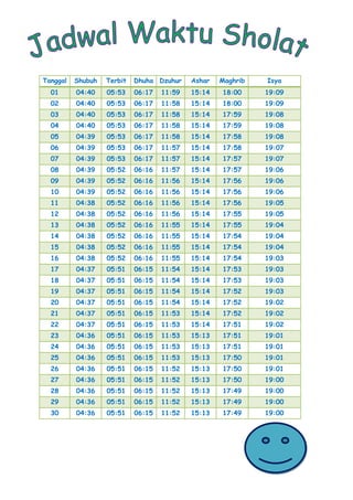 Jadwal sholat | DOCX