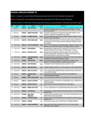 Jadwal simulasi sidang ta | DOCX