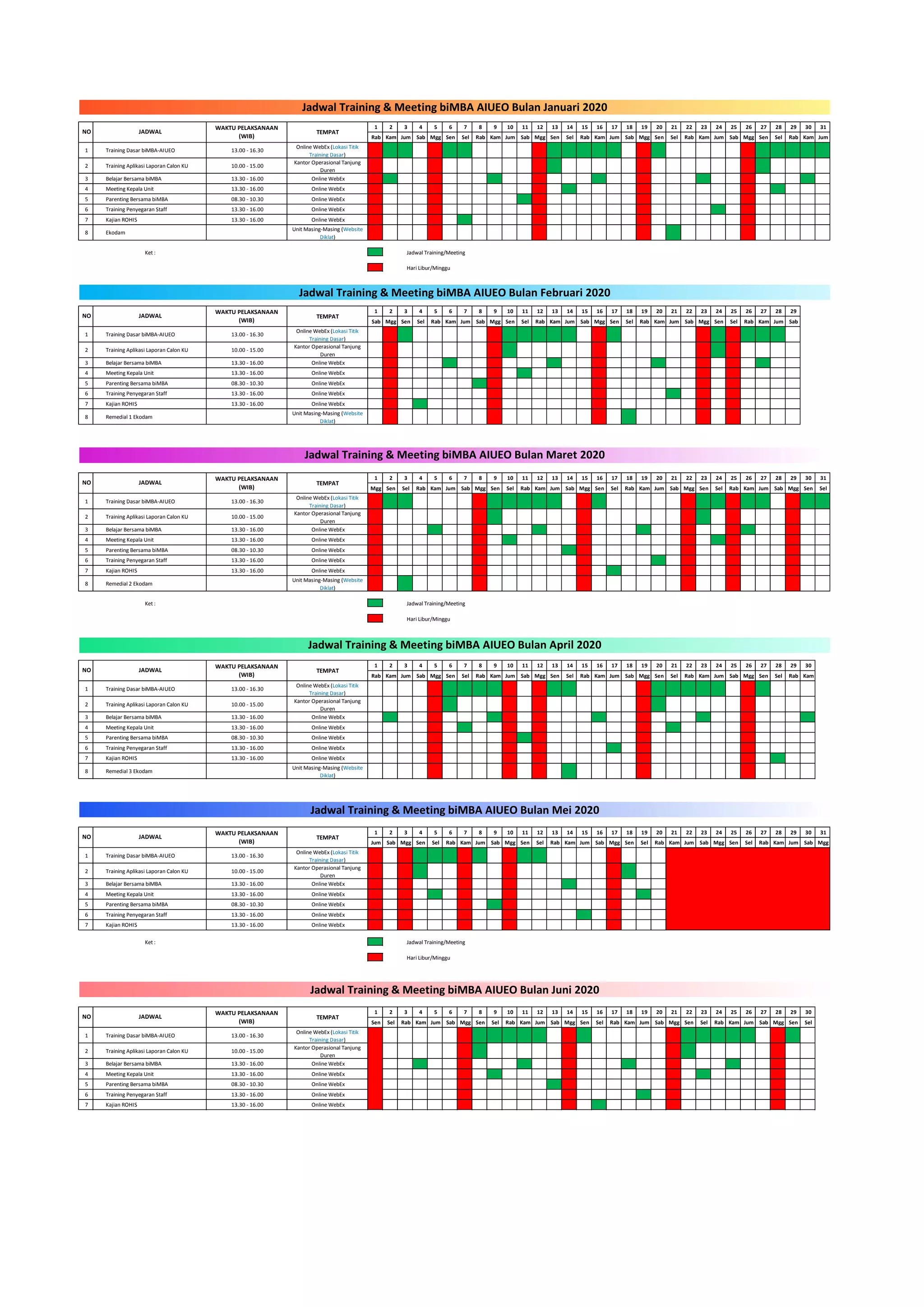 Jadwal Training biMBA-AIUEO 2020 | PDF