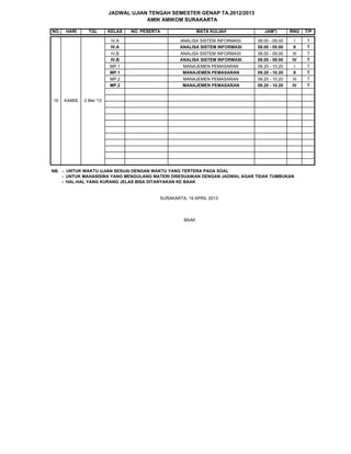 Jadwal uts semester genap | PDF
