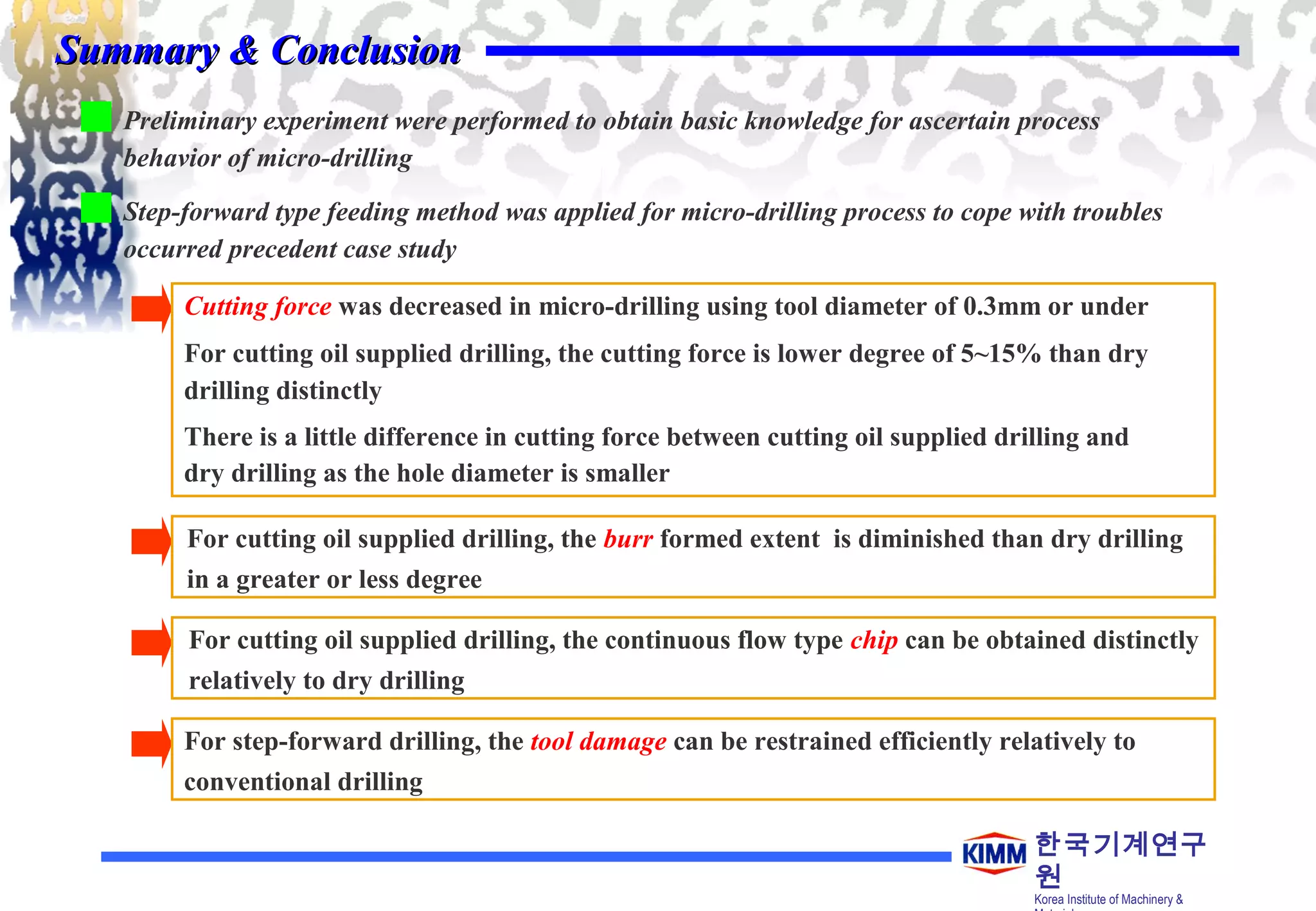 Micro-drilling Using Step-forward Method | PPT