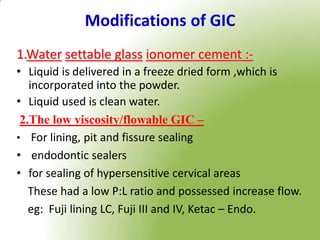 GLASS IONOMER CEMENT AND ITS RECENT ADVANCES- by Dr. JAGADEESH ...