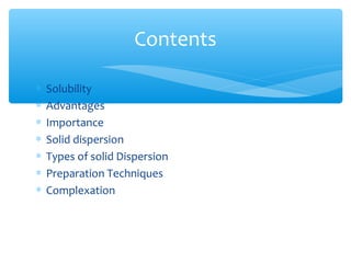 Solid dispersion and complexaton | PPT