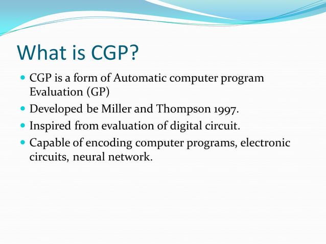 Cartesian Genetic Programming Ppt