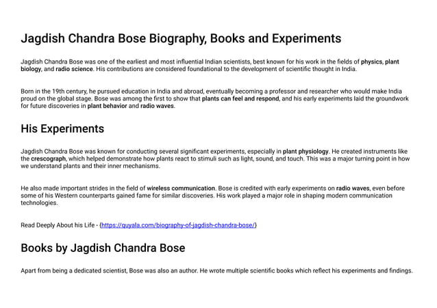 Jagdish Chandra Bose Biography, Books and Experiments.pdf
