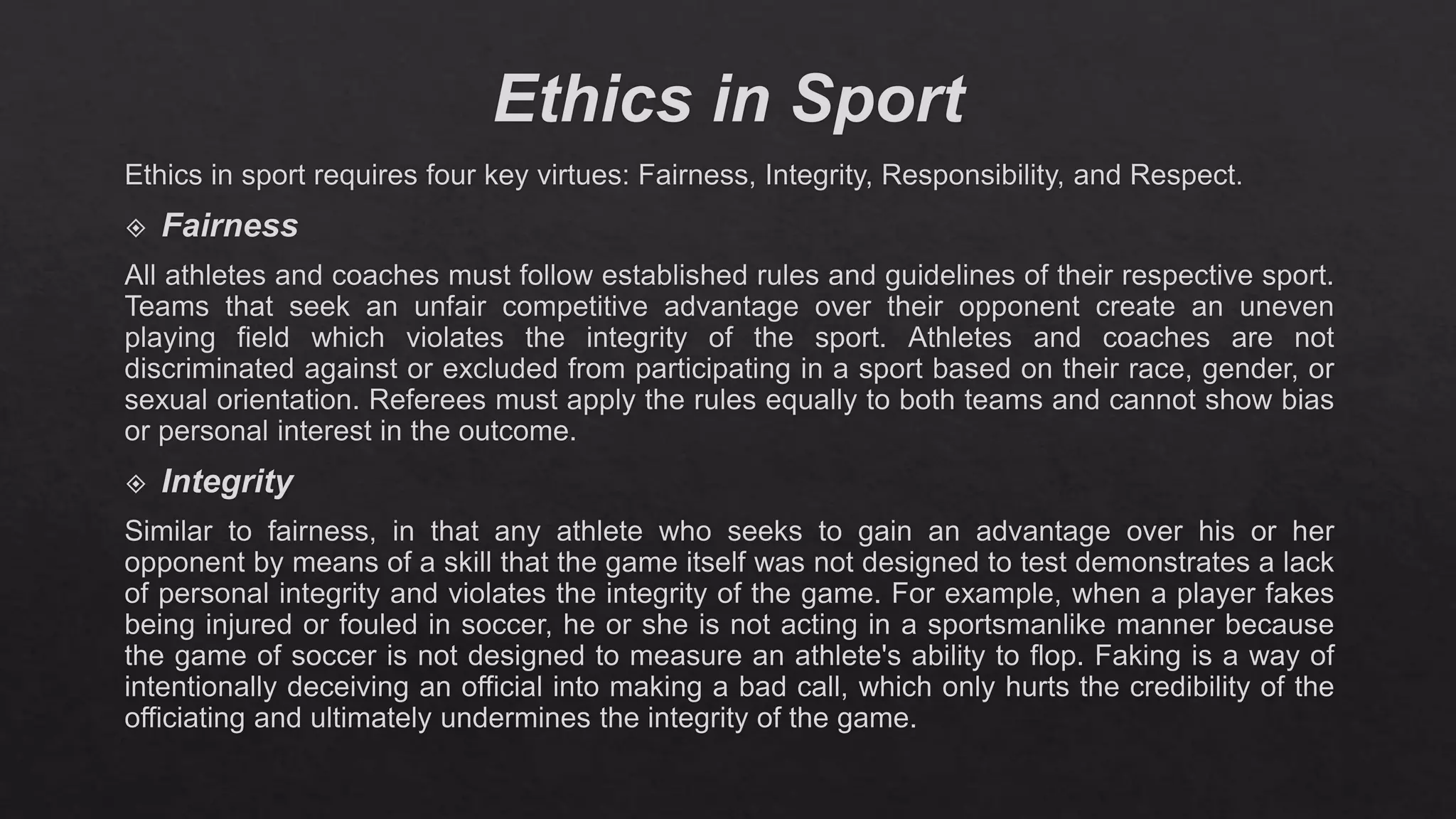 ROLE OF ETHICS IN SPORTS | PPTX