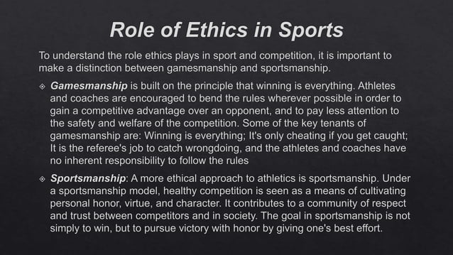 ROLE OF ETHICS IN SPORTS | PPTX
