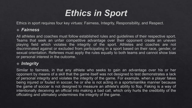 ROLE OF ETHICS IN SPORTS | PPTX