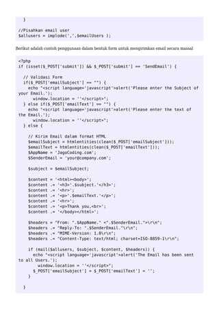 Jagocoding.com mengirimkan email-massal_dengan_php_dan_my_sq_li | PDF