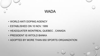 ROLE OF COMMITTEE & ANTI-DOPING AGENCIES | PPTX