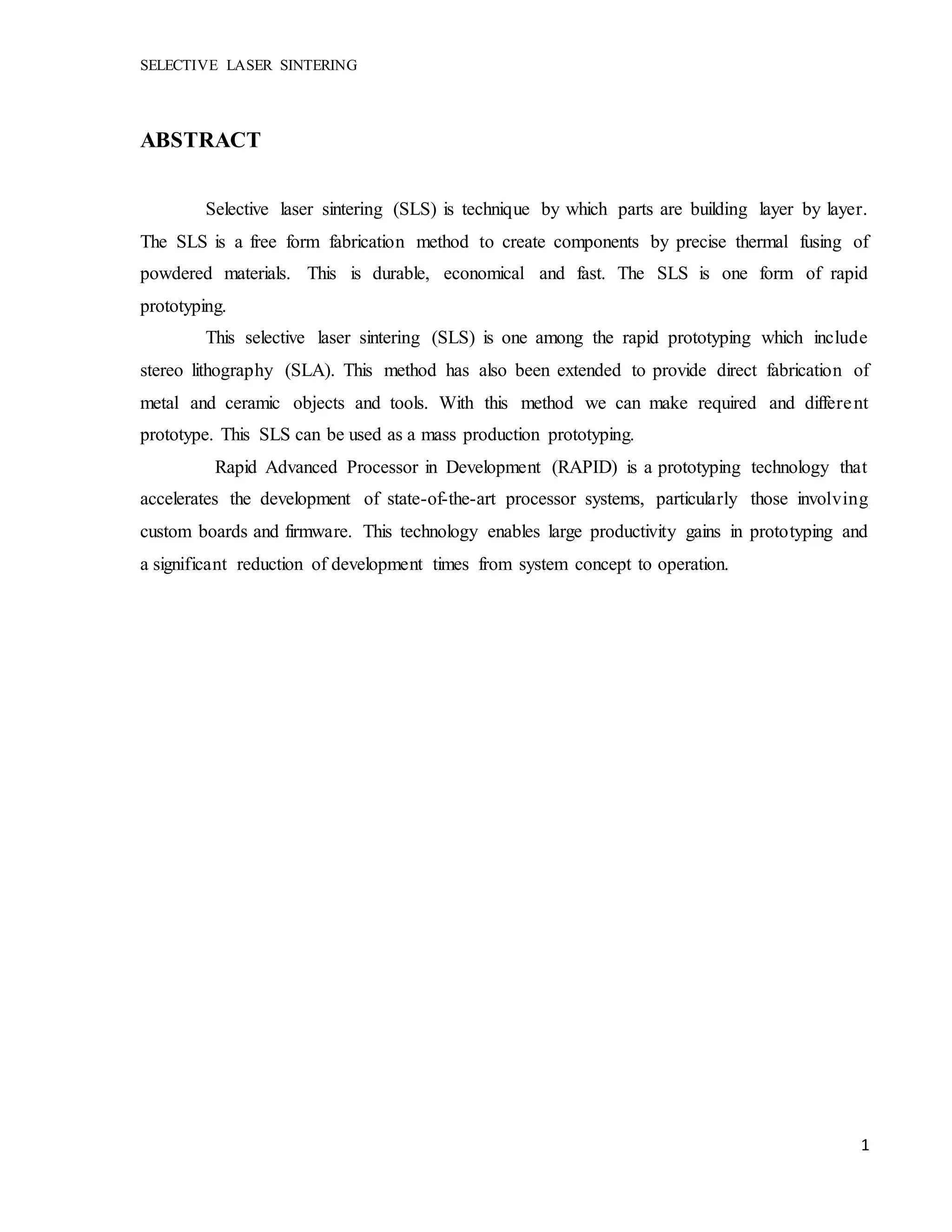 SELECTIVE LASER SINTERING | DOCX