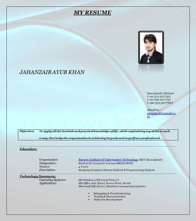 Jahanzaib+ayub+khan's.c.v | PDF