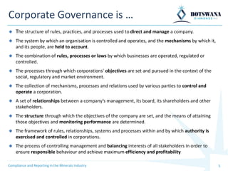Corporate Governance for South African Mining Companies (a practitioner ...