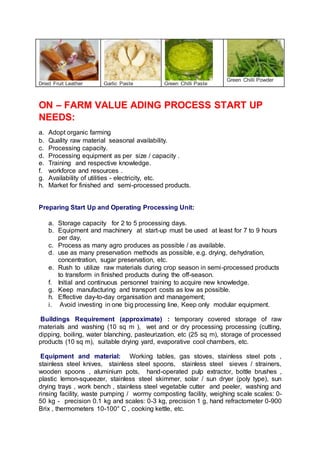 SELF SUSTAINING FARM LEVEL VALUE ADDITION AGRIPRENEURSHIP FOR RURAL ...