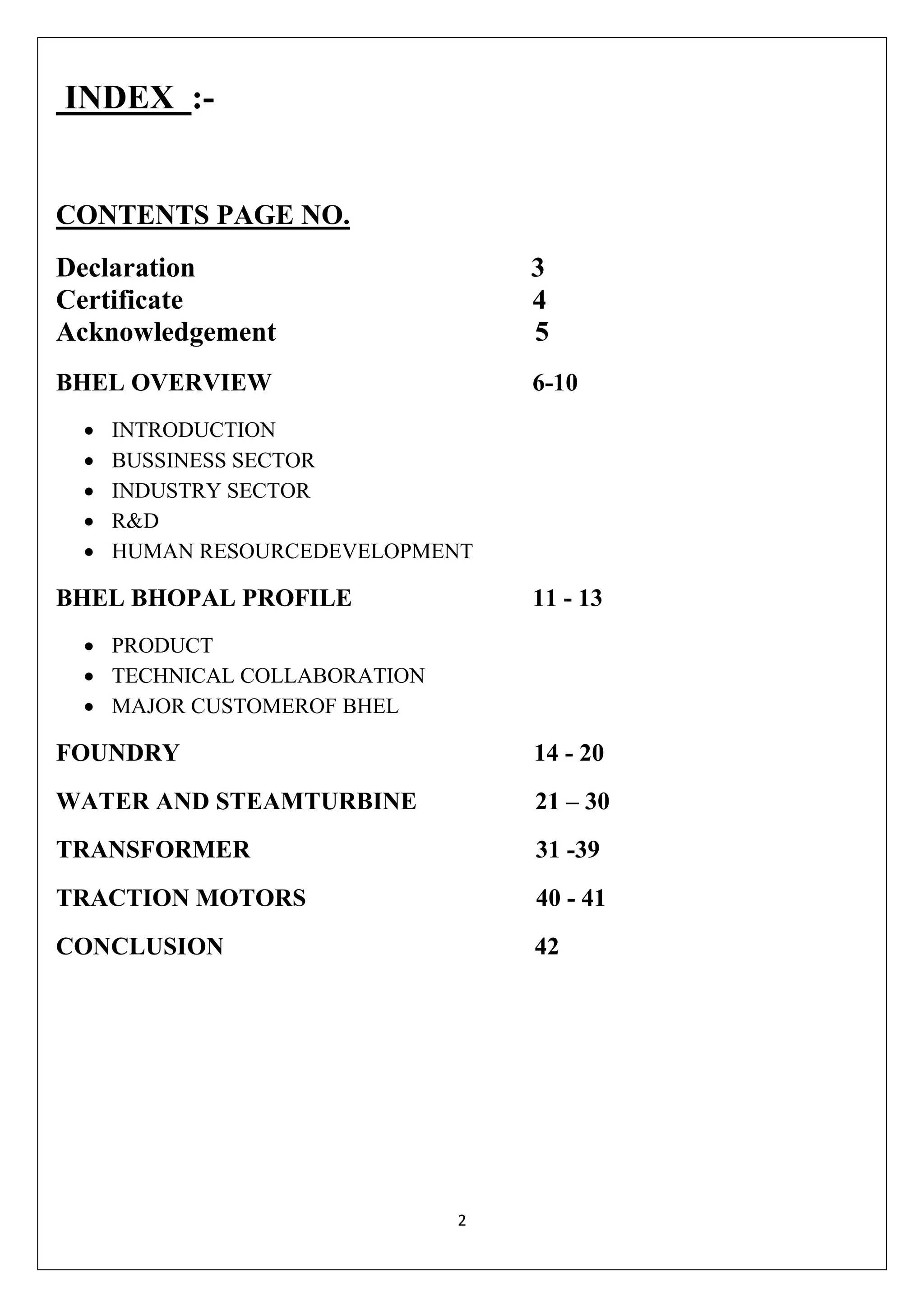 BHEL PROJECT REPORT ( TRAINING REPORT ) | PDF