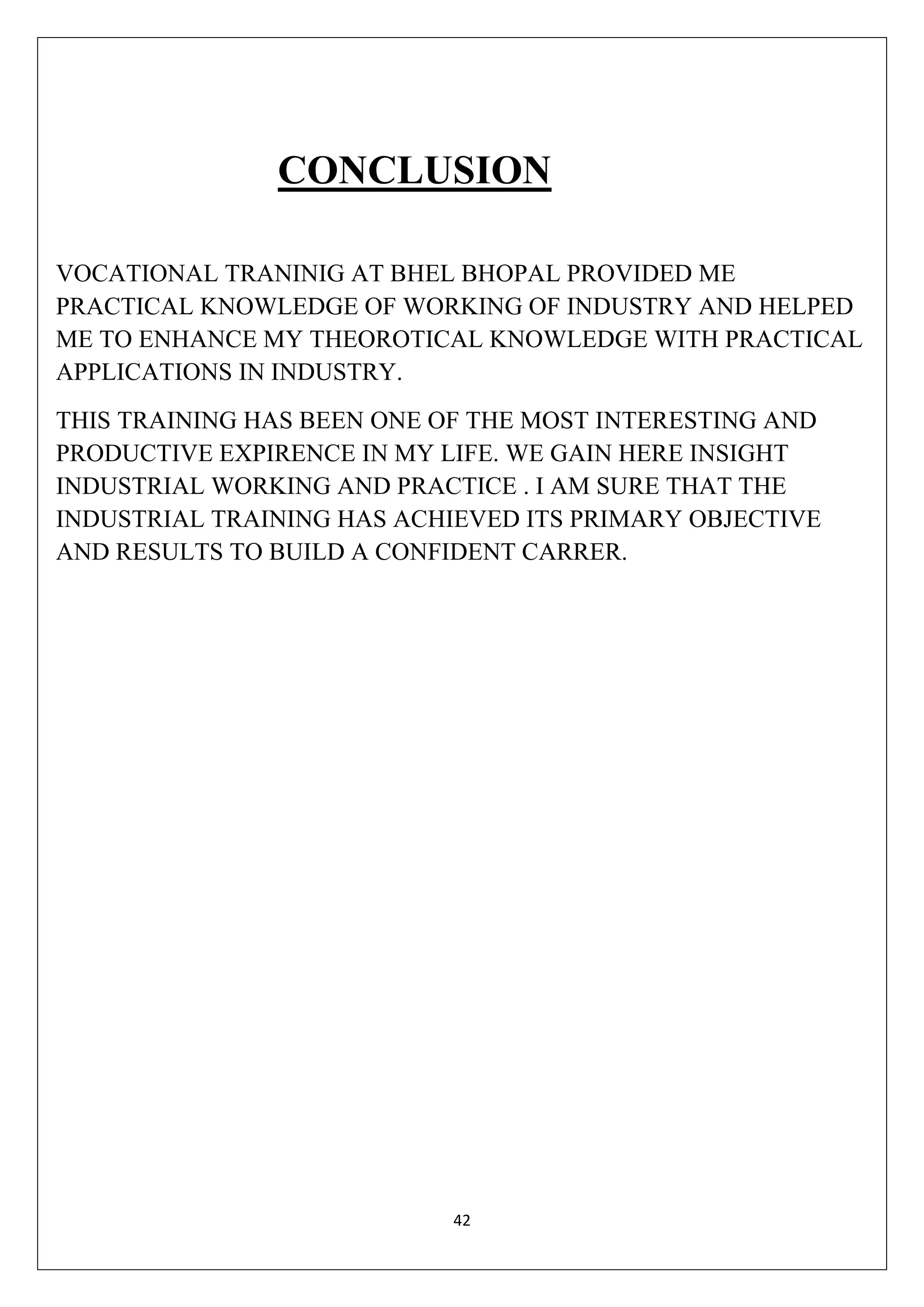 BHEL PROJECT REPORT ( TRAINING REPORT ) | PDF