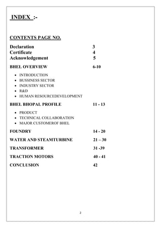 BHEL PROJECT REPORT ( TRAINING REPORT ) | PDF