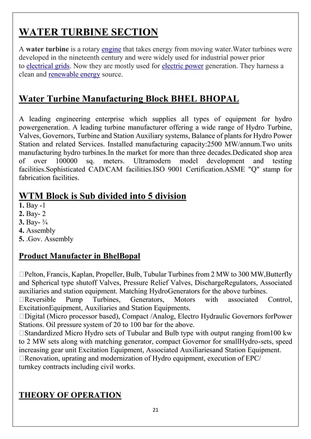 BHEL PROJECT REPORT ( TRAINING REPORT ) | PDF