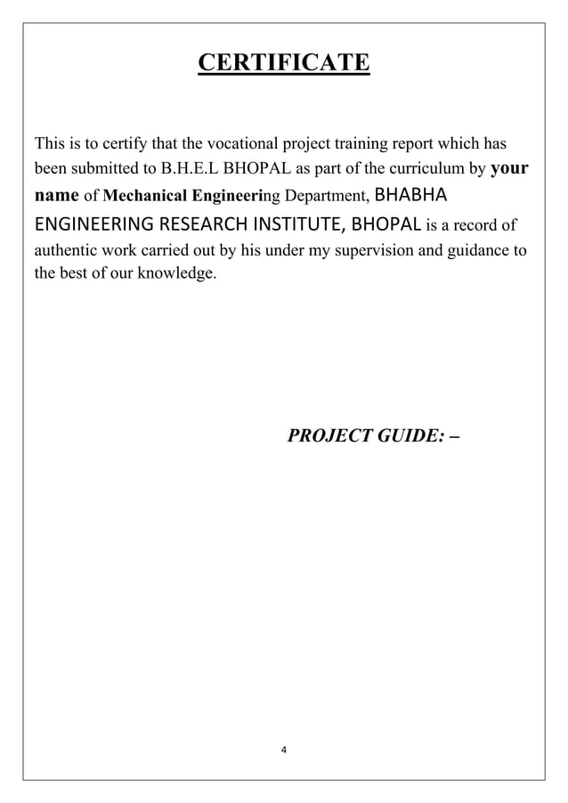 BHEL PROJECT REPORT ( TRAINING REPORT ) | PDF