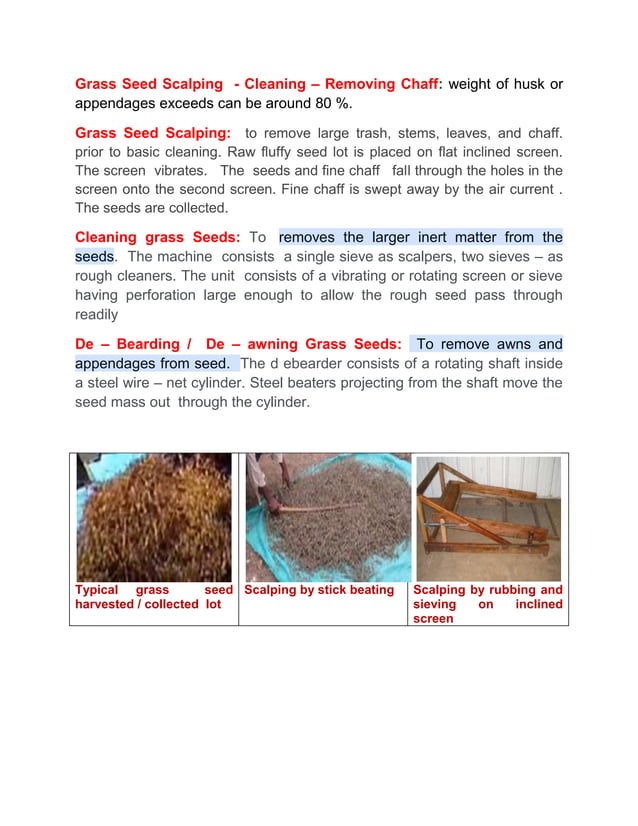 Mechanical harvesting and processing of tropical grass seeds | DOCX