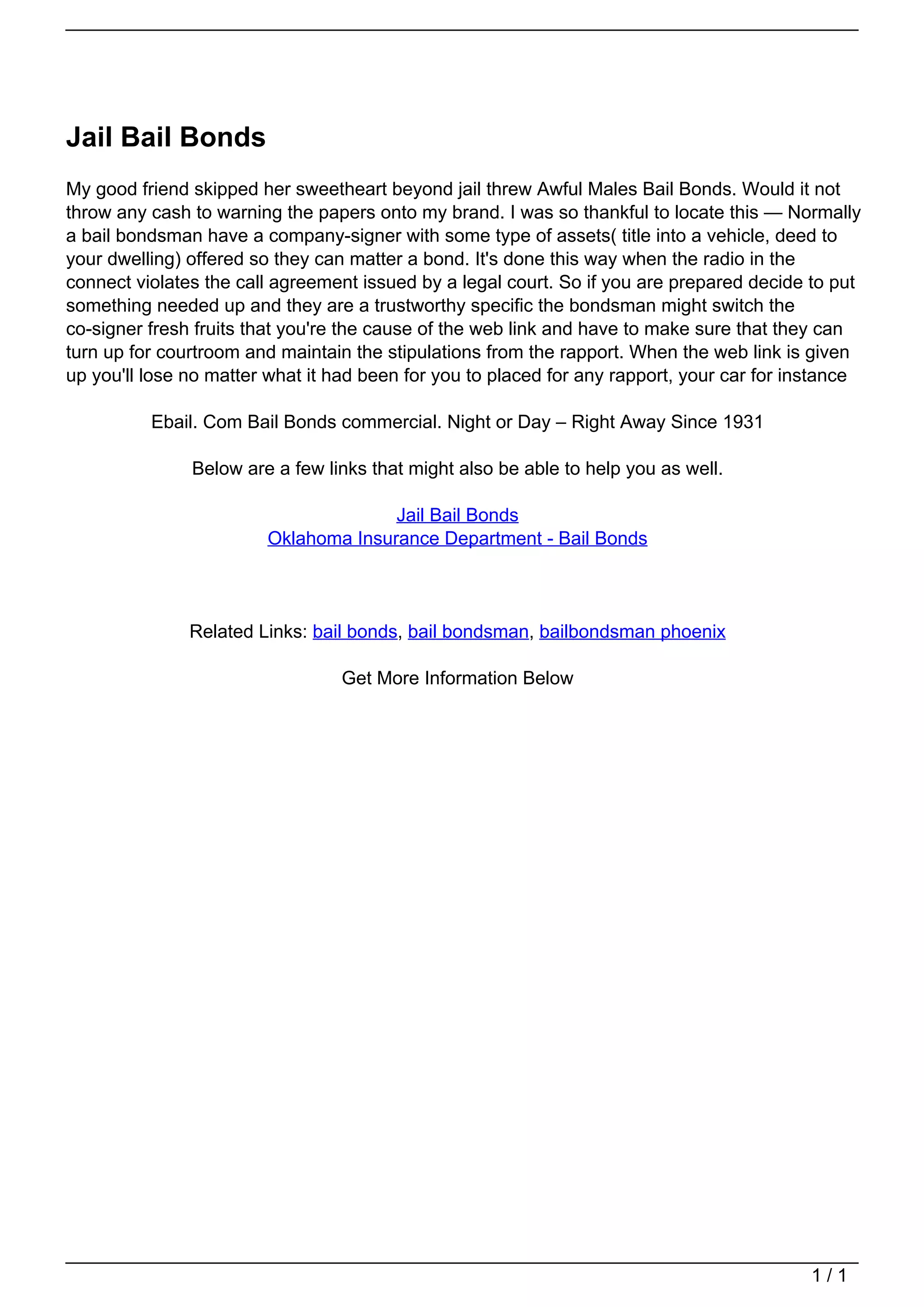 Jail Bail Bonds | PDF